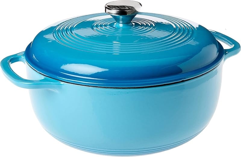 Enameled Cast Iron Dutch Oven with Lid – Dual Handles – on Stovetop ...