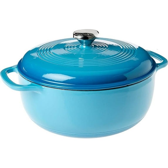 Enameled Cast Iron Dutch Oven with Lid – Dual Handles – on Stovetop ...