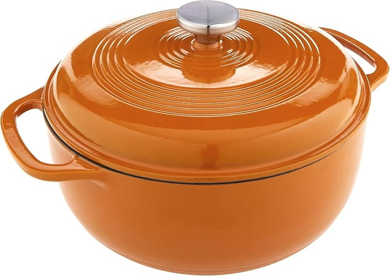 Enameled Cast Iron Dutch Oven with Lid – Dual Handles – on Stovetop ...