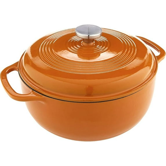 Enameled Cast Iron Dutch Oven with Lid – Dual Handles – on Stovetop ...