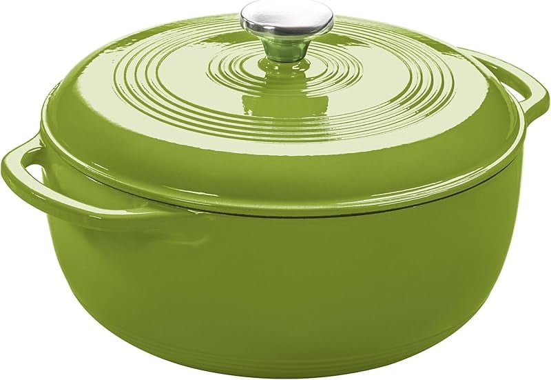 Enameled Cast Iron Dutch Oven with Lid – Dual Handles – on Stovetop ...