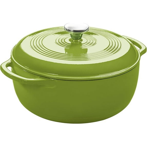 Enameled Cast Iron Dutch Oven with Lid – Dual Handles – on Stovetop ...