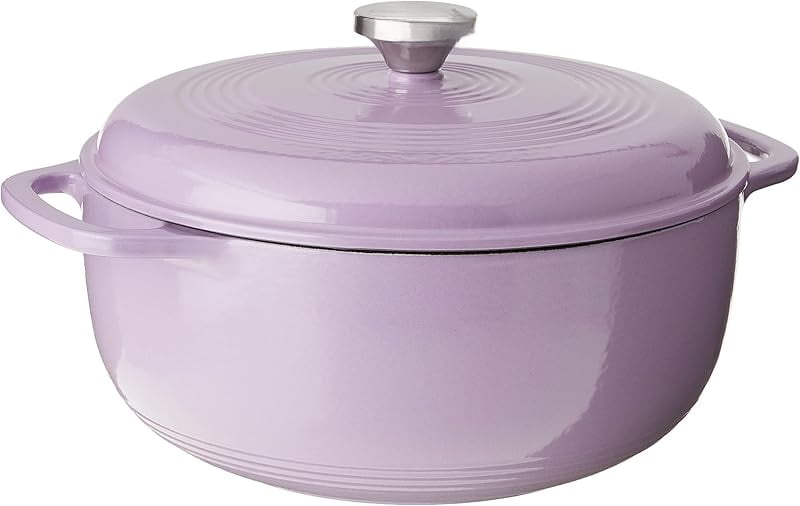 Enameled Cast Iron Dutch Oven with Lid – Dual Handles – on Stovetop ...