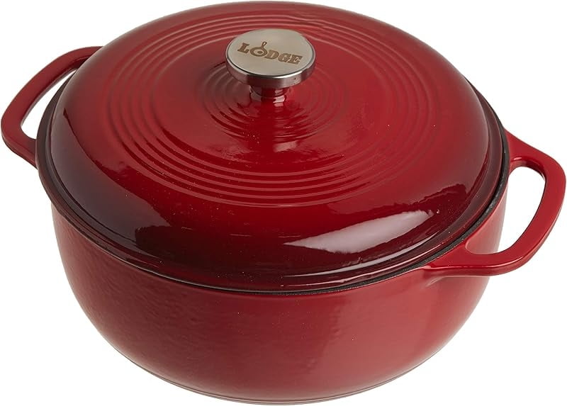 Enameled Cast Iron Dutch Oven with Lid – Dual Handles – on Stovetop ...