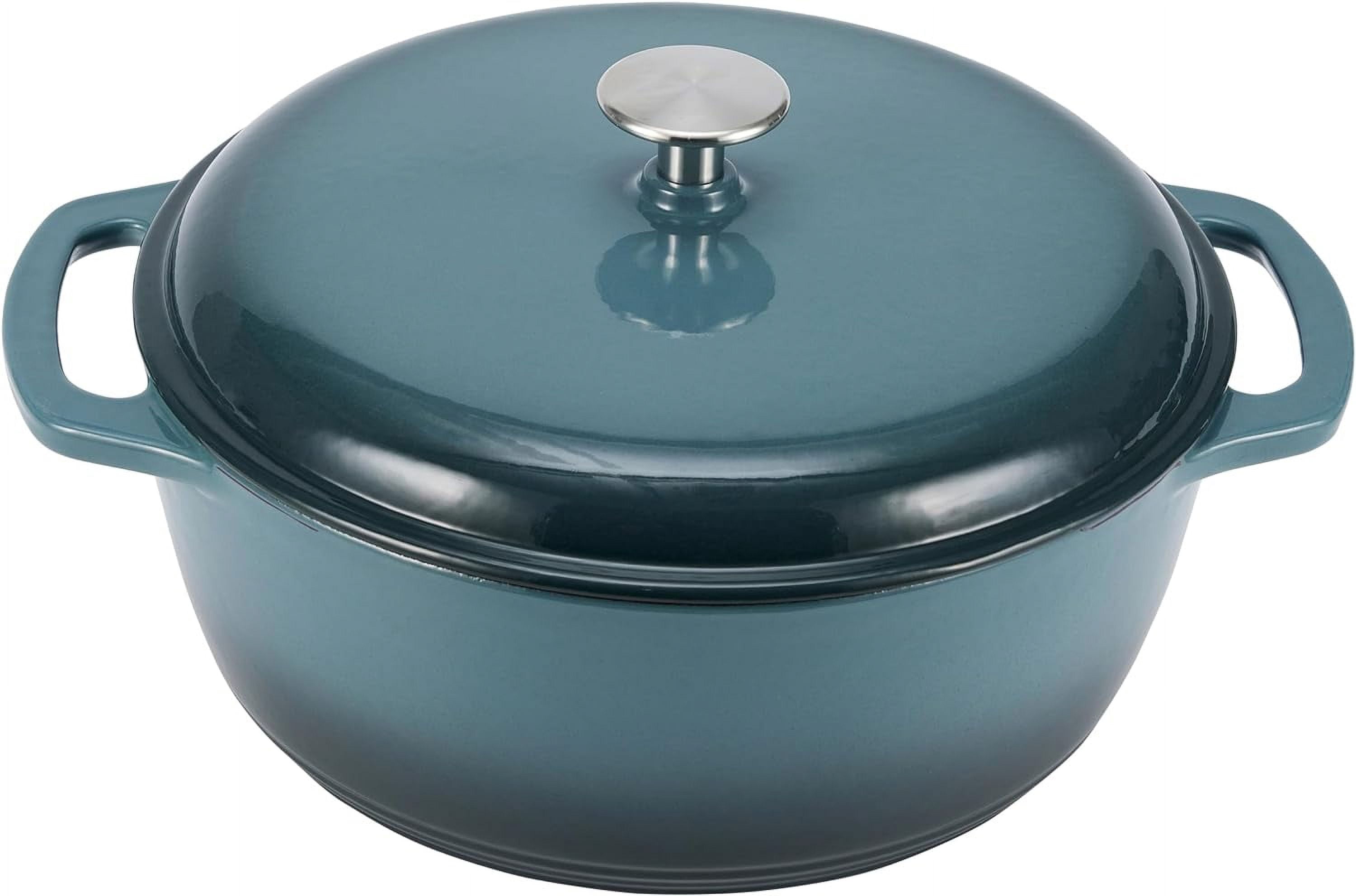 Enameled Cast Iron Round Dutch Oven with Lid and Dual Handles, Heavy ...