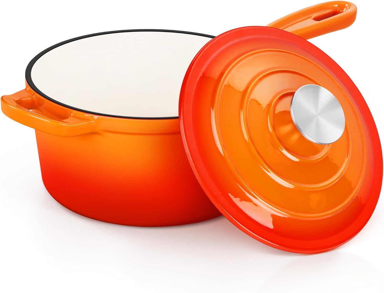 Enameled Cast Iron Sauce Pan, 2 Quart Dutch Oven Saucepan with Lid ...