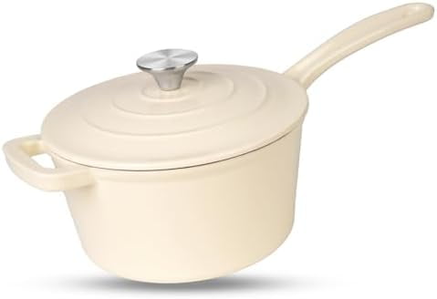 Enameled Cast Iron Sauce Pan, 2 Quarts Round Sauce Pot with Lid, Mini ...