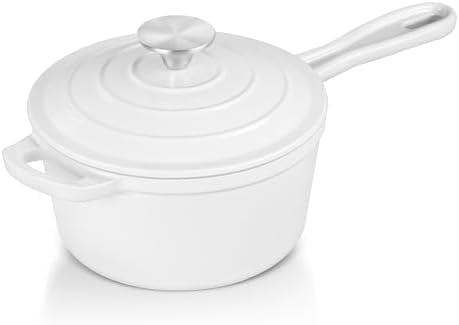 Enameled Cast Iron Sauce Pan, 3 Quart Dutch Oven Saucepan with Lid ...