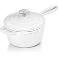 Enameled Cast Iron Sauce Pan with Lid, 1 Quart Saucepan with Lid, Cast ...