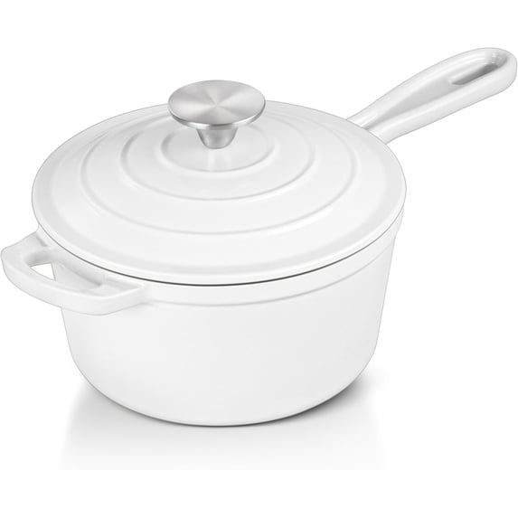 Enameled Cast Iron Sauce Pan with Lid, 1 Quart Saucepan with Lid, Cast ...