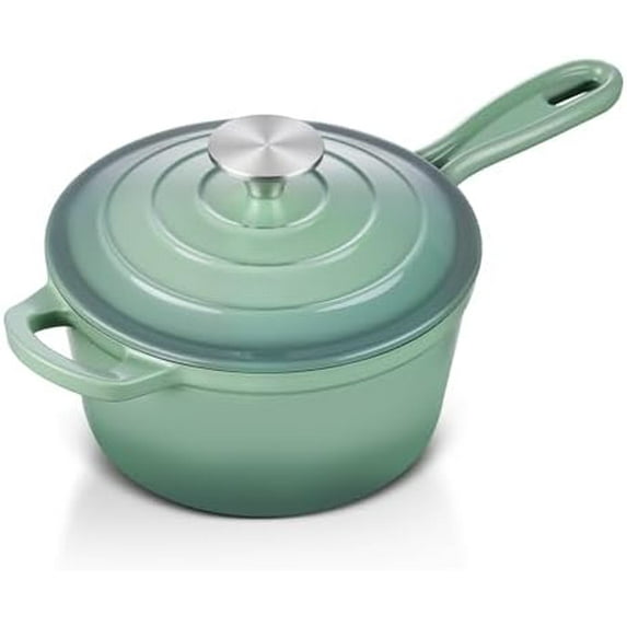 Enameled Cast Iron Sauce Pan with Lid, 1 Quart Saucepan with Lid ...