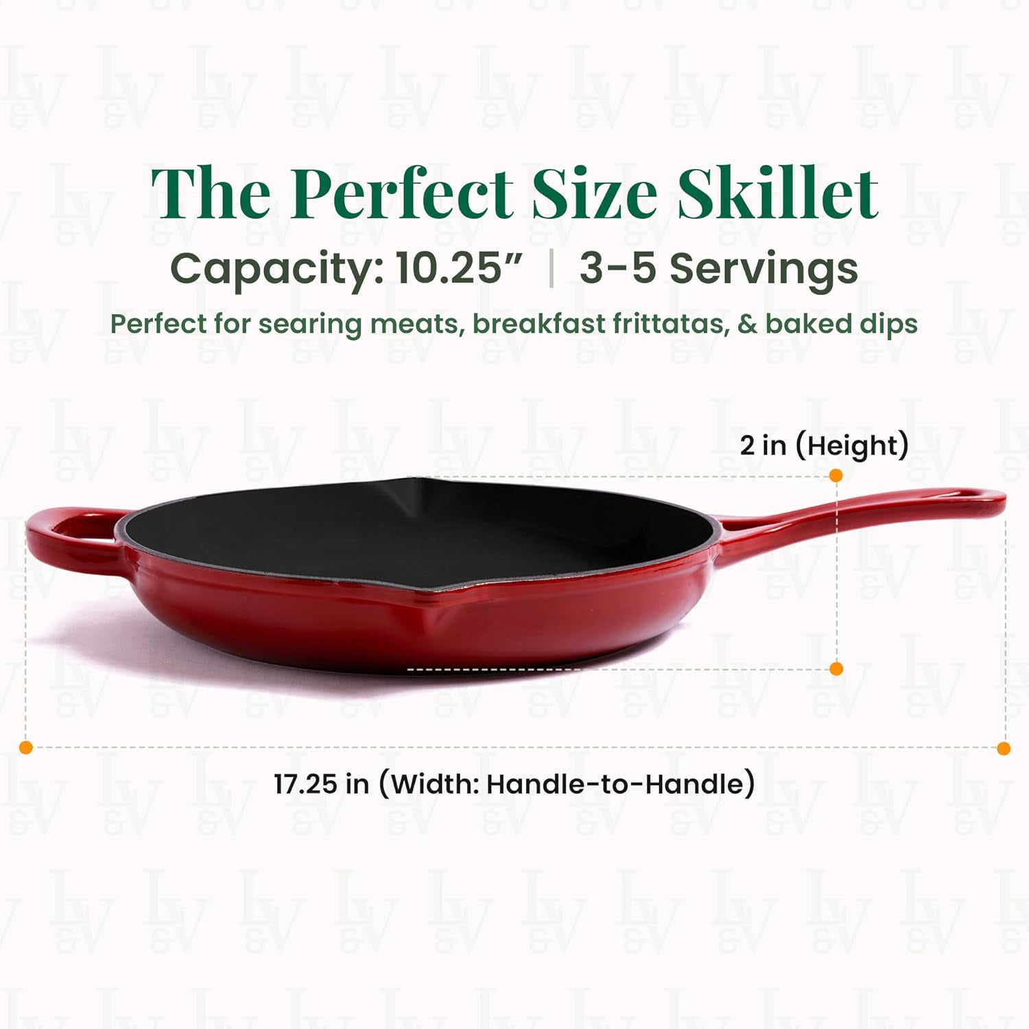 Enameled Cast Iron Skillet | 10.25 inch Skillet | Saute Pan with Pour ...