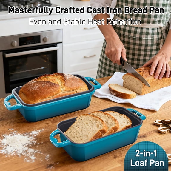 Enameled Cast Iron Sourdough Bread Dutch Oven, 9x5 Inch Loaf Cast Iron ...