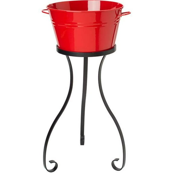 Enameled Galvanized Steel Beverage Tub with Iron Stand, Red - Walmart.com