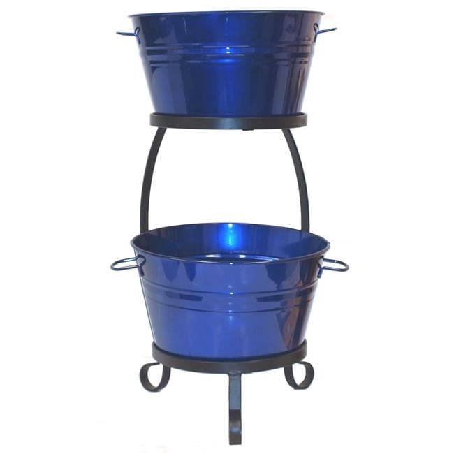 Enameled Galvanized Steel Double Beverage Tub with Iron Stand, Glazed ...