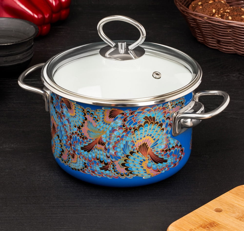 Enameled Steel Pot Rebeca Enamelware Pot (blue) with Lid Kitchen Pot ...
