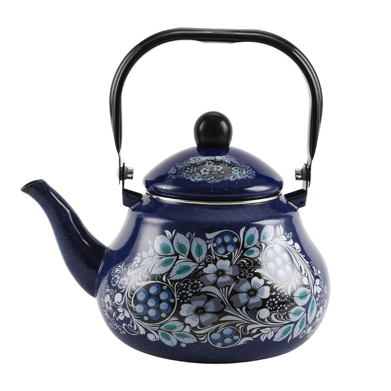 Enameled Tea Kettle, Coffee Pot, Vintage with Handle Enameled Porcelain ...