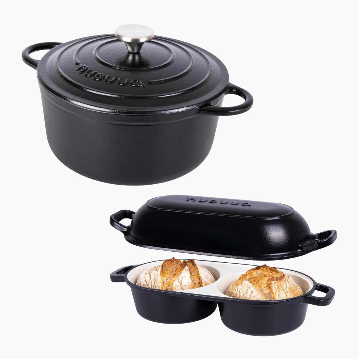 Enamelled Cast Iron Cookware Bundle – Round Casserole Dish with Lid ...