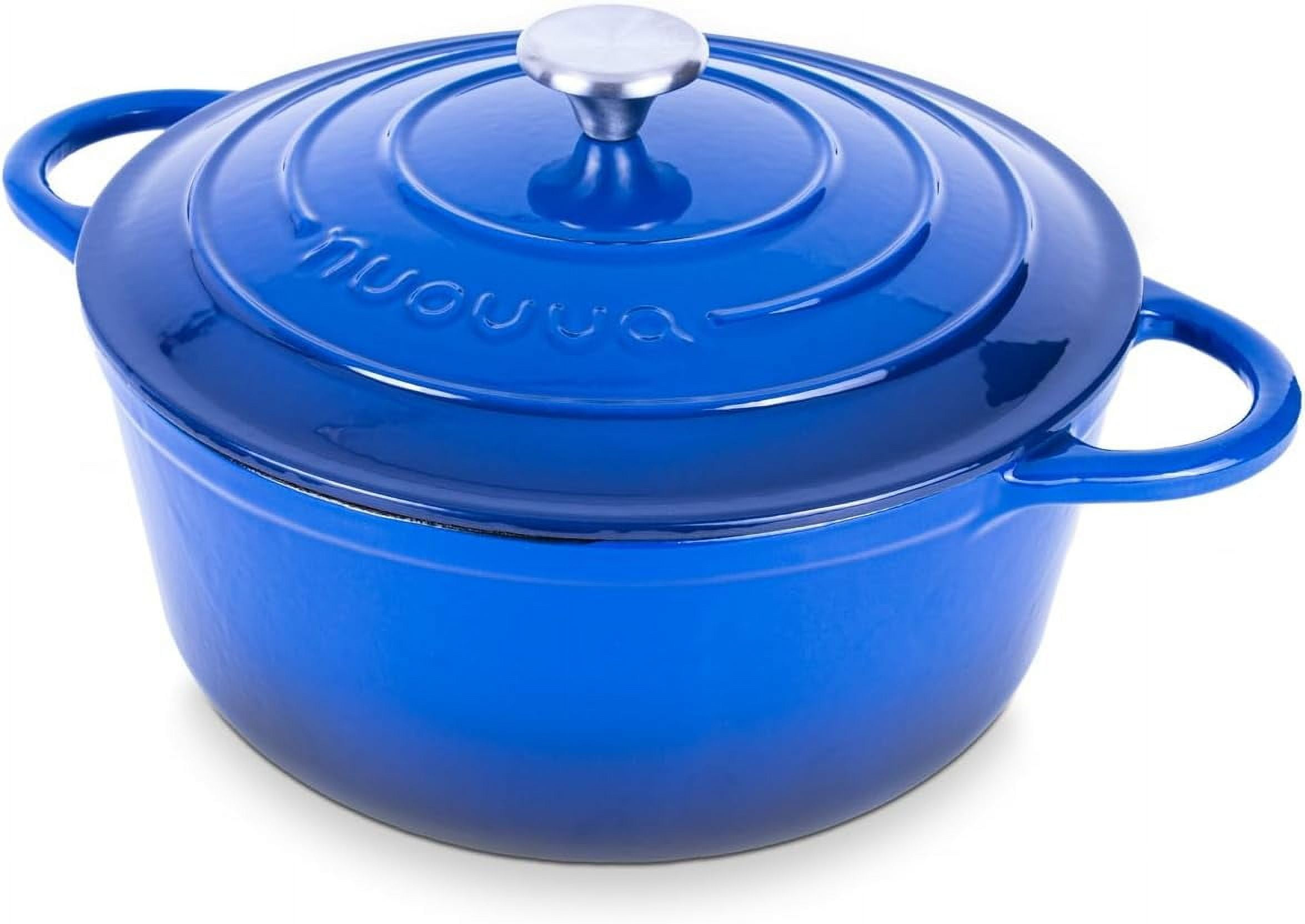Enamelled Cast Iron Dutch Oven Pot with Lid – 6.4 Quart Non Stick ...