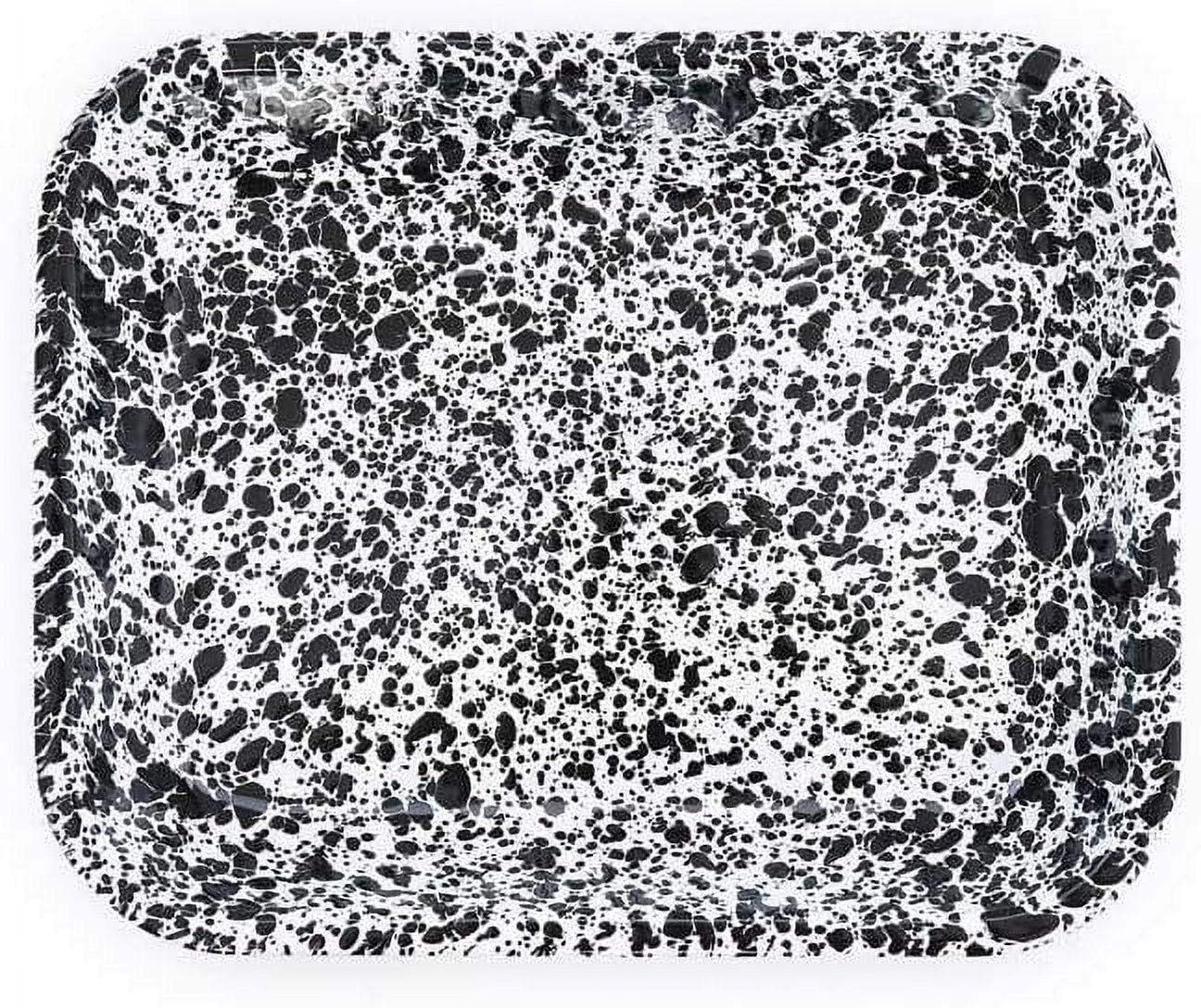 Enamelware Large Open Roaster, 13.5 x 10.75 inches, Black/White ...