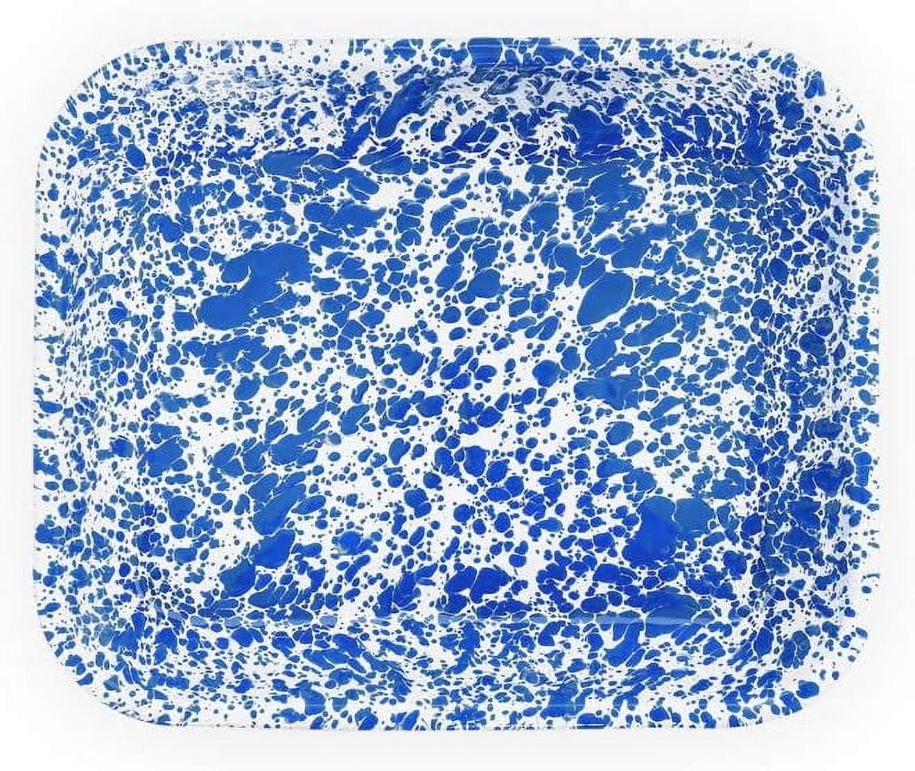 Enamelware Large Open Roaster, 13.5 x 10.75 inches, Blue/White Splatter ...