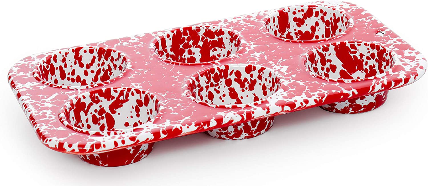 Enamelware Muffin Tin, Red/White Splatter - Walmart.com
