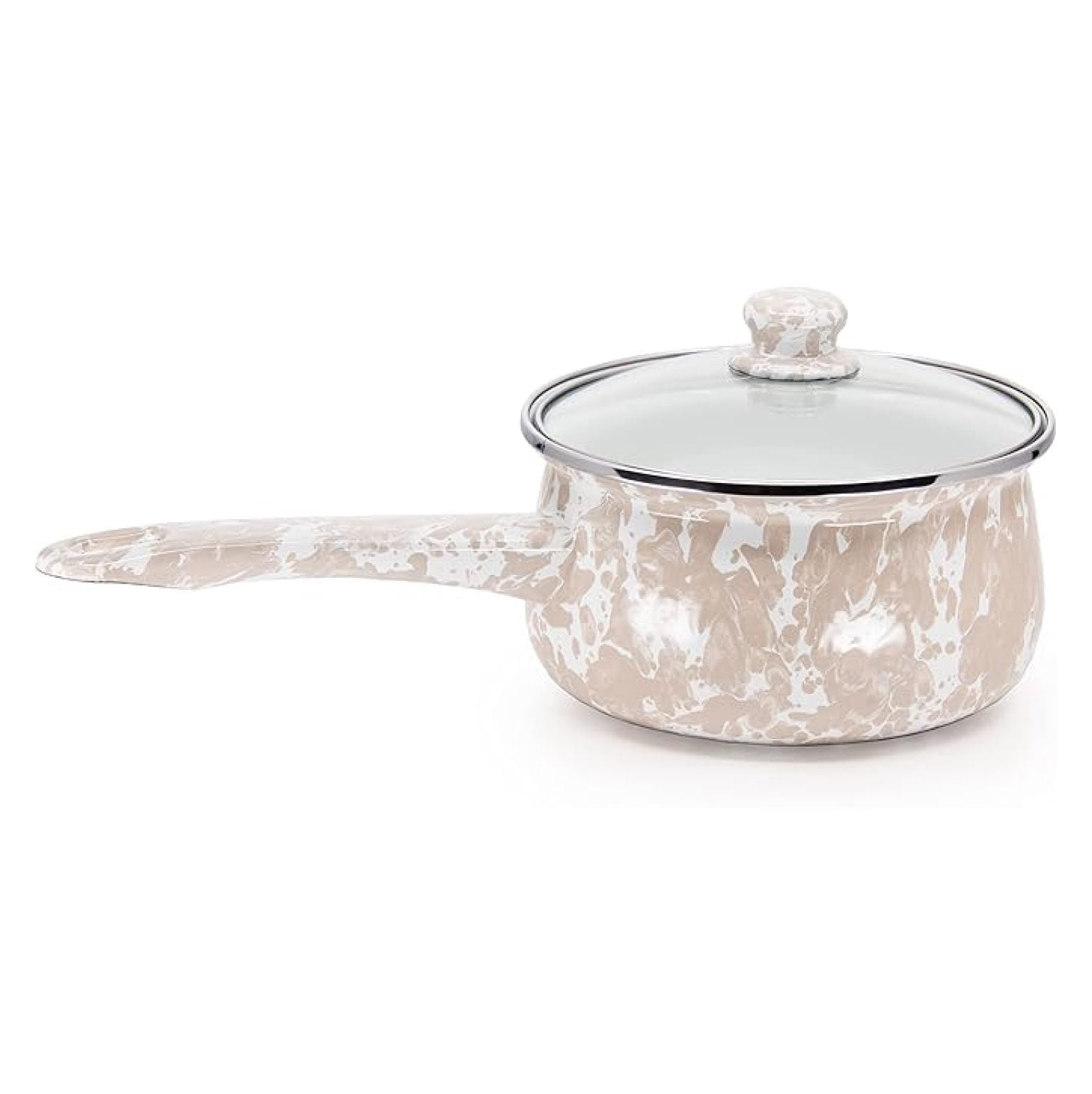 Enamelware Sauce Pan with Handle, 5 cup, Taupe Swirl - Walmart.com