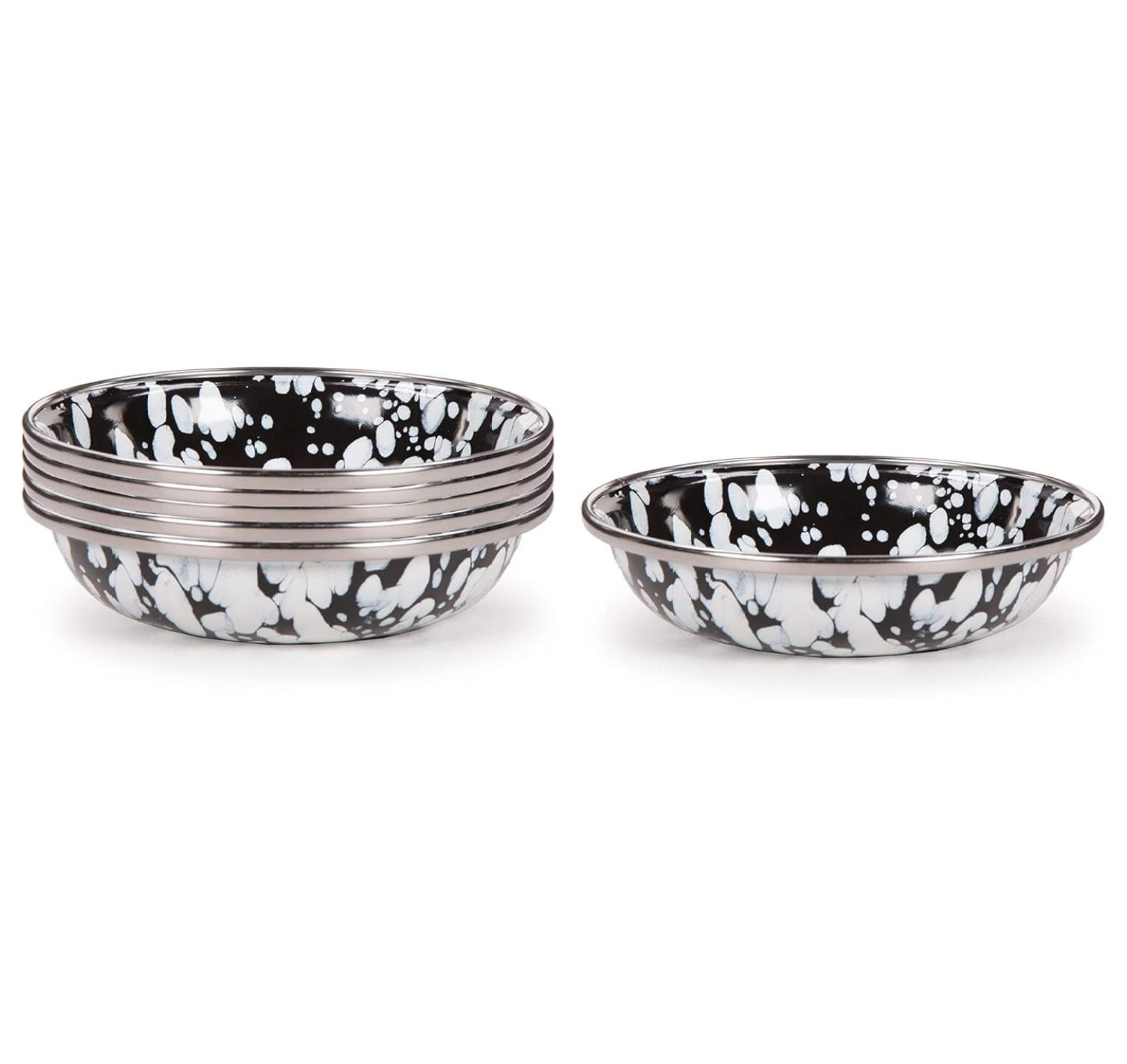 Enamelware - Set of 6-4oz Tasting Dishes (Black Swirl) - Walmart.com