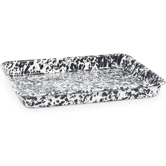 Enamelware Small Rectangular Tray, 11.25 x 9 inches, Black/White ...