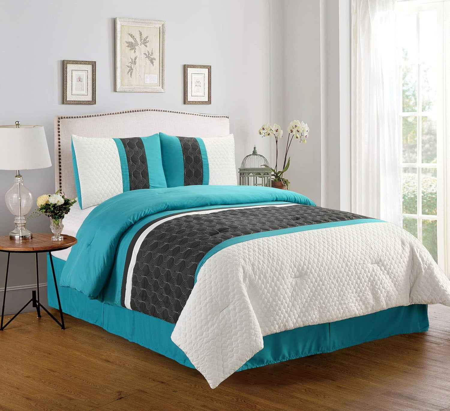 Enas 8-Piece Comforter Set: Complete Bedroom Home Set in Turquoise ...