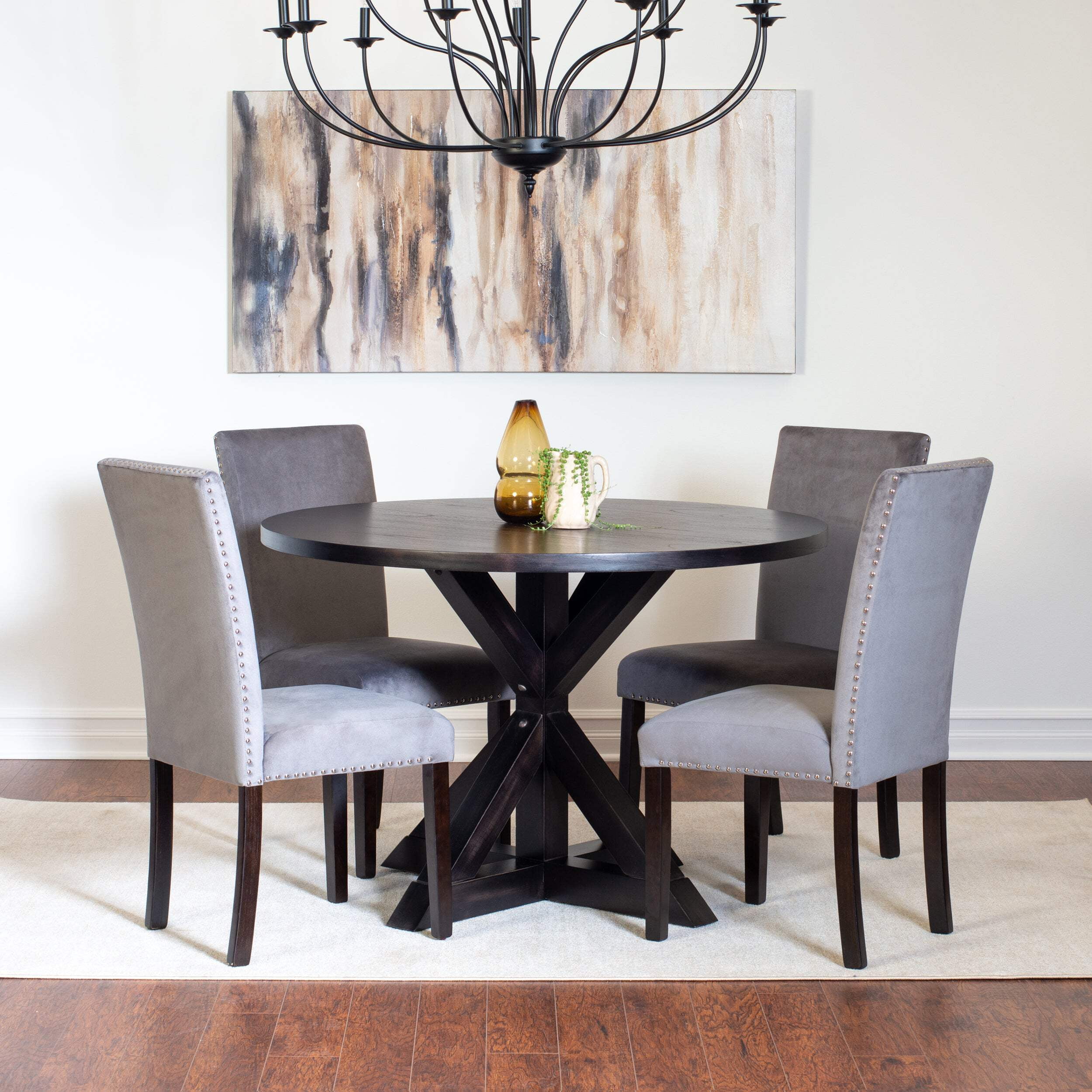 Enbridge 5 Piece Dining Set, Cross Buck Dining Table With 4 Stylish ...