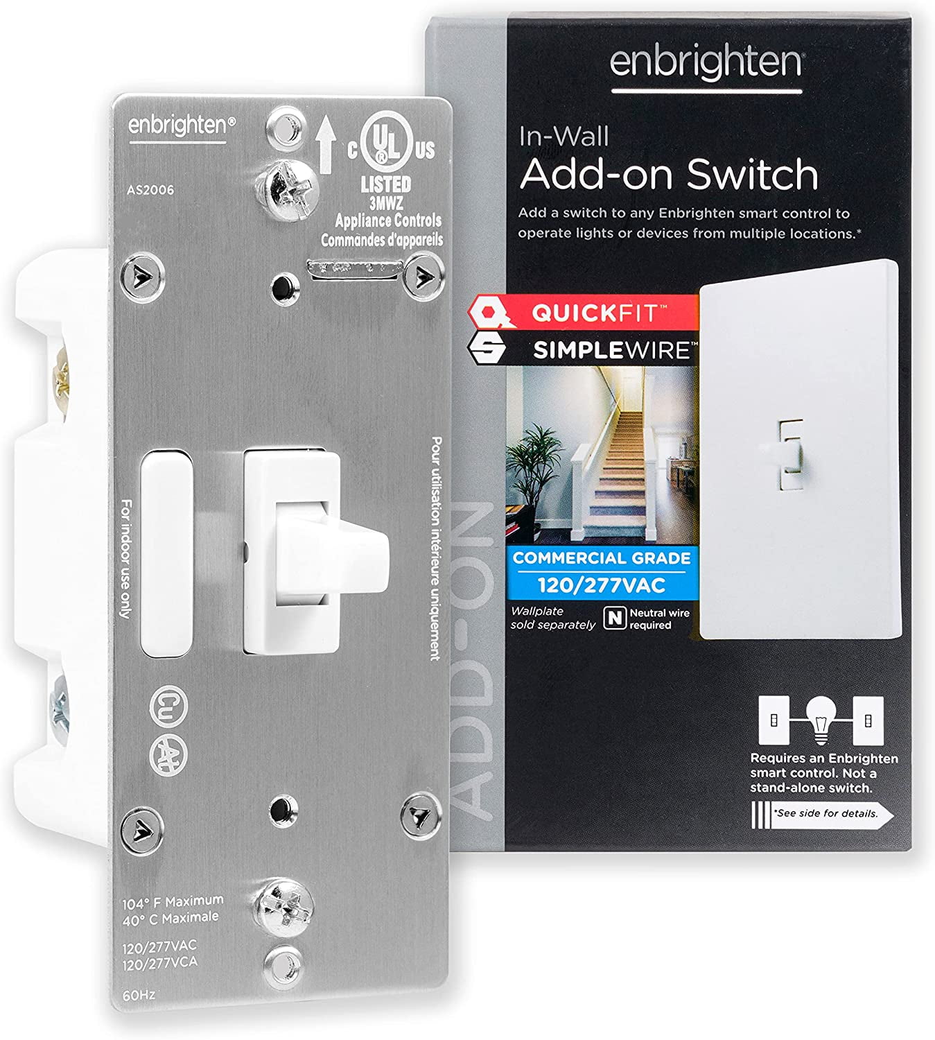 Enbrighten Add-On Toggle Switch, 46200, White - Walmart.com