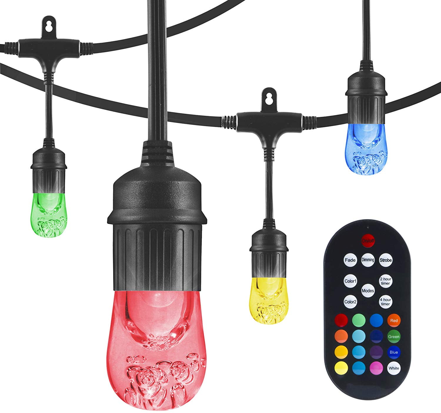 Enbrighten Classic LED Café String Lights, 24ft, Black Cord, 36134 ...