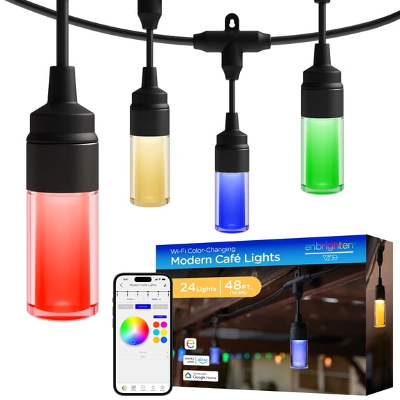 Enbrighten, LED Wi-Fi Smart Outdoor Lights, 48ft, Color Changing ...