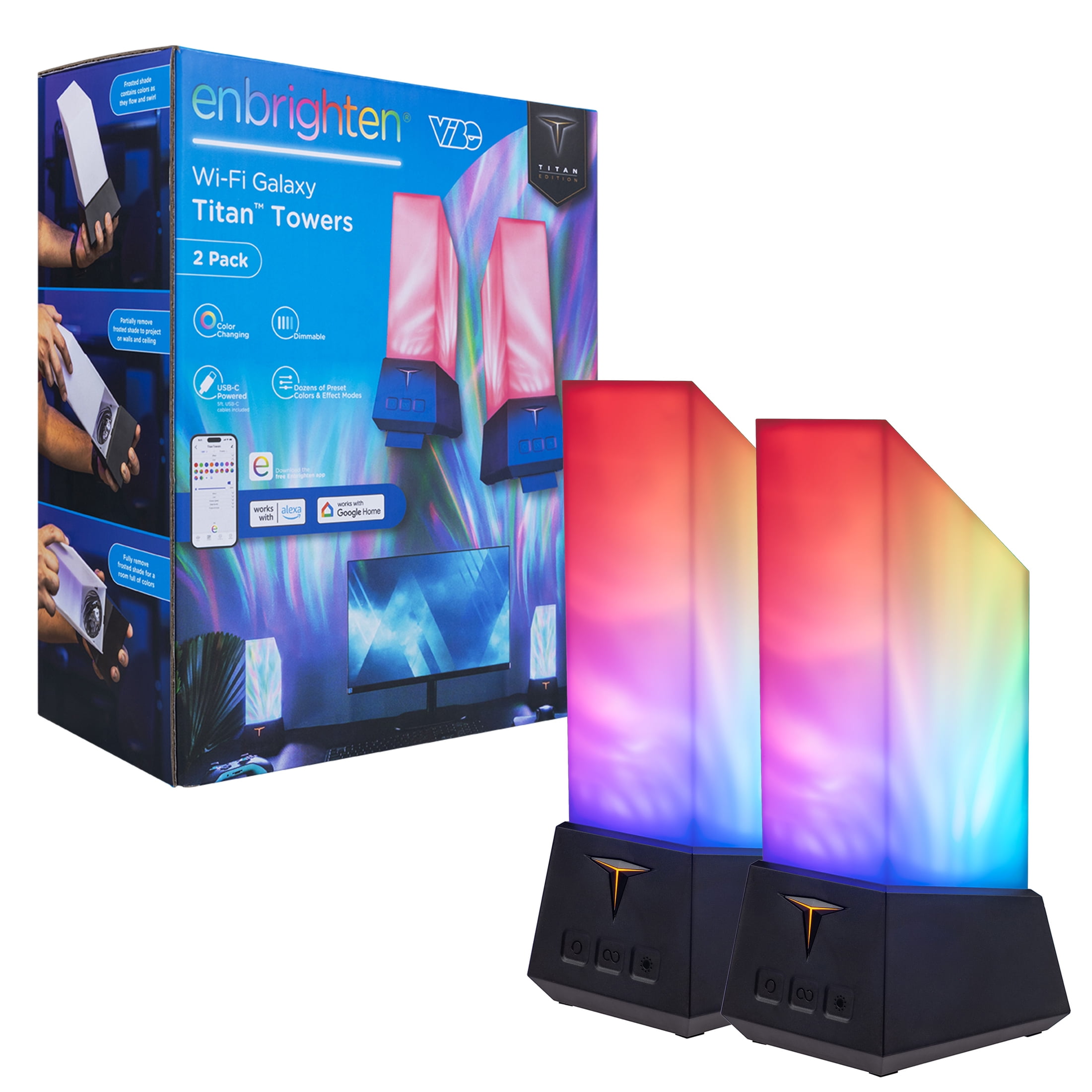 Enbrighten Vibe Smart Galaxy Projector LED Night Light, RGBW Color ...