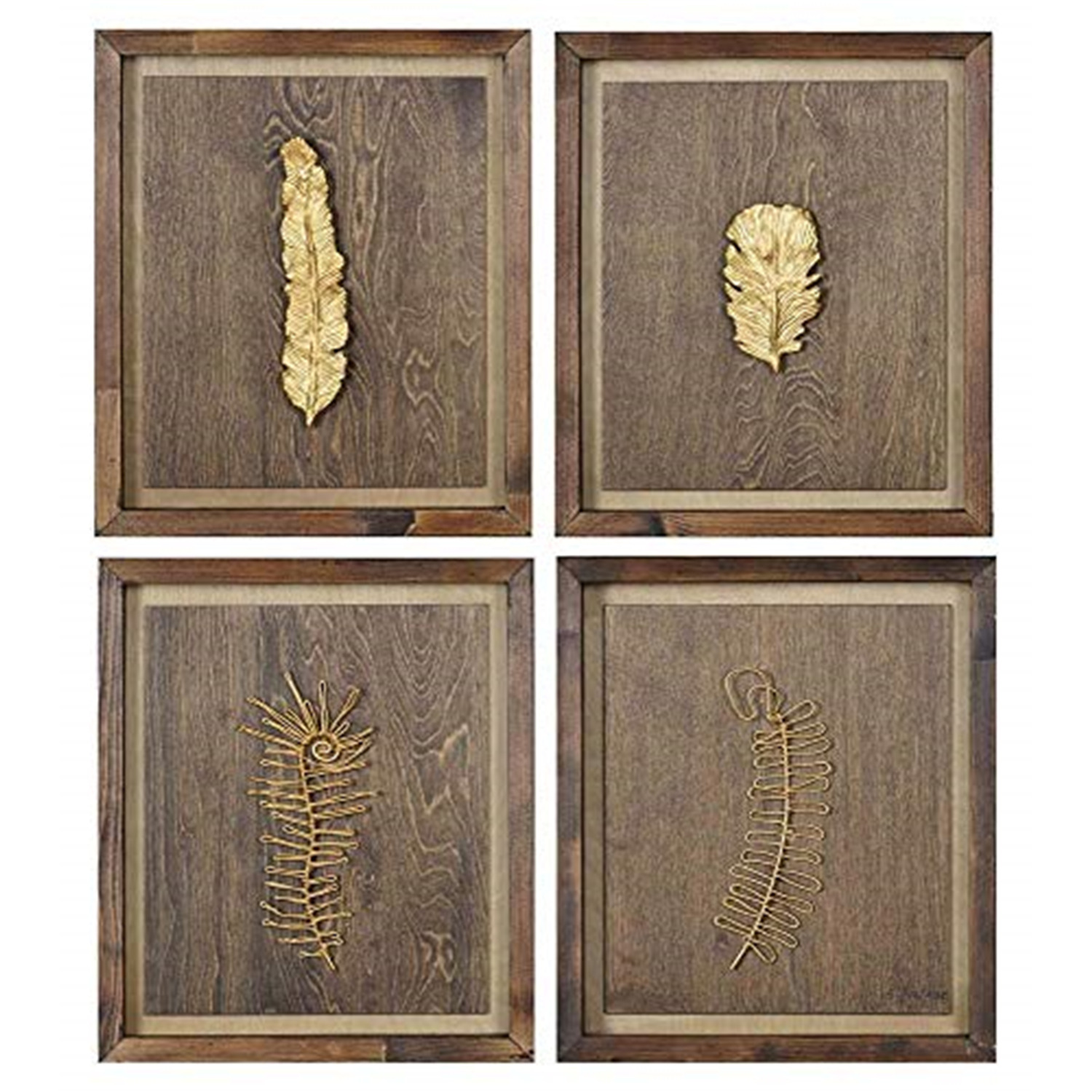 Renwil Inc-W6575-Encanta - 15 Rectangular Wall Art (Set of 4) Dark Chestnut/Gold Finish ...