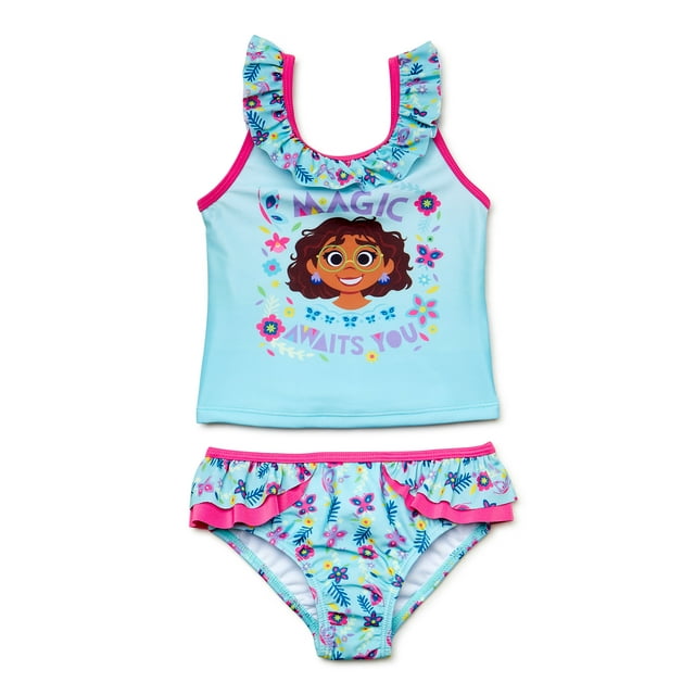 Encanto Baby and Toddler Girls Ruffle Tankini Swimsuit with UPF 50, 2 ...