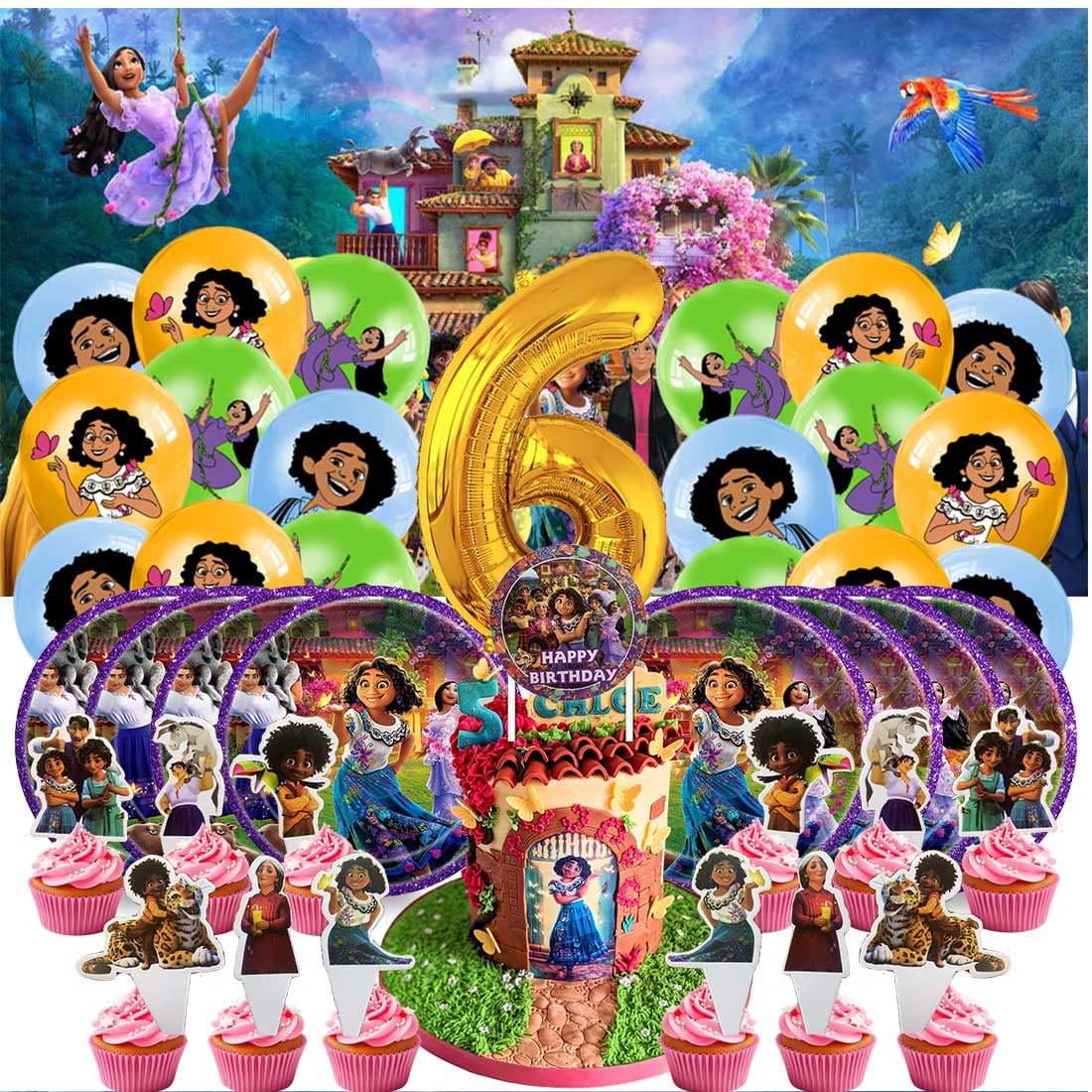 Encanto Balloons Party Supplies 6th Decor Tableware Birthday Cake ...