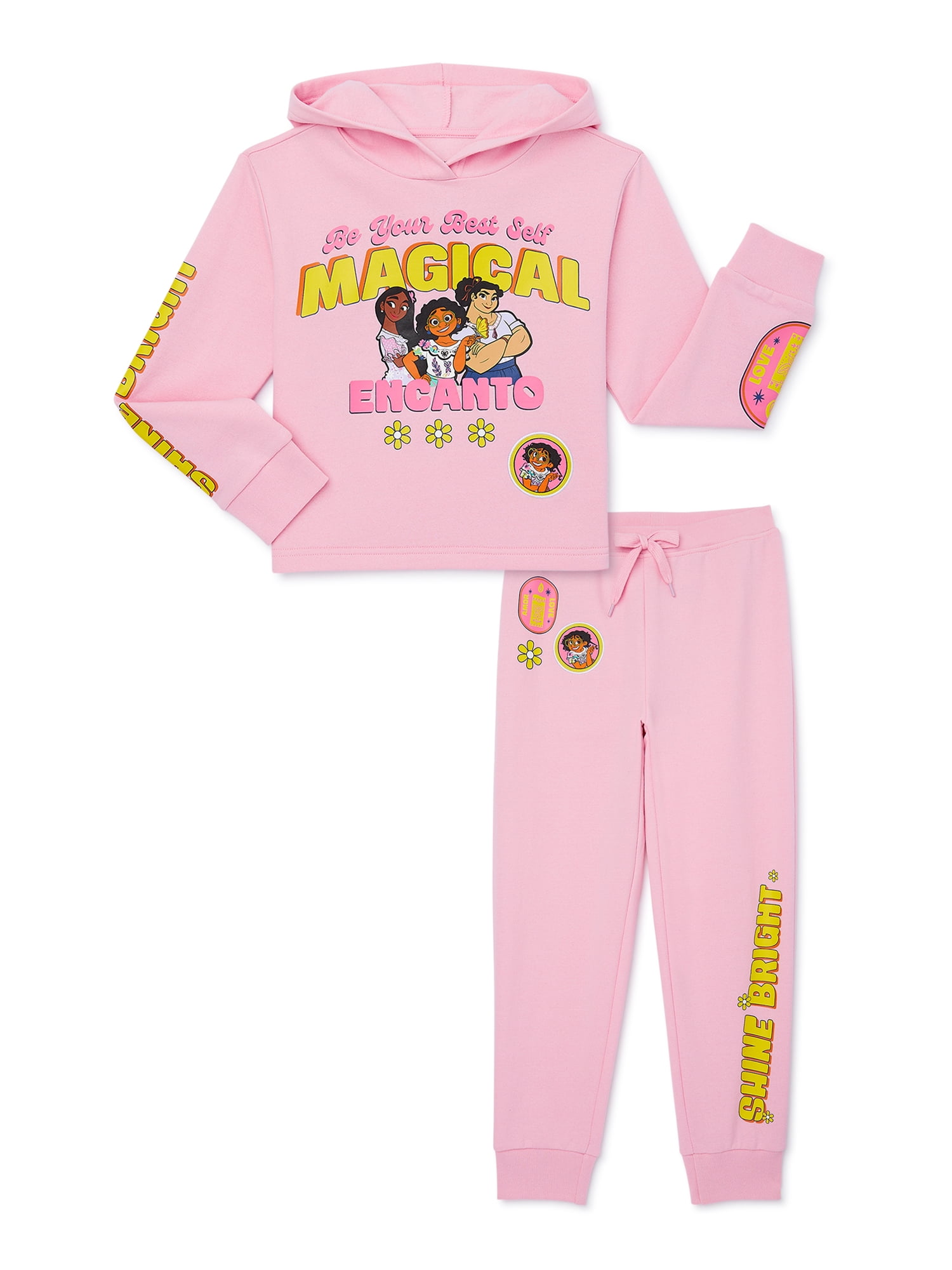 Encanto Girls Cropped Hoodie and Jogger 2-Piece Outfit Set, Sizes 4-16 ...