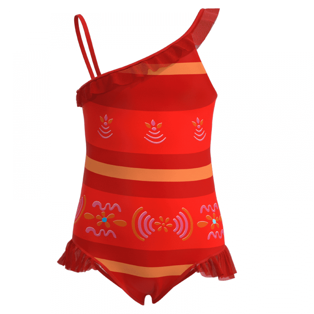 Encanto Girls Swimsuit Floral Ruffle One Shoulder Monokini Swimwear ...