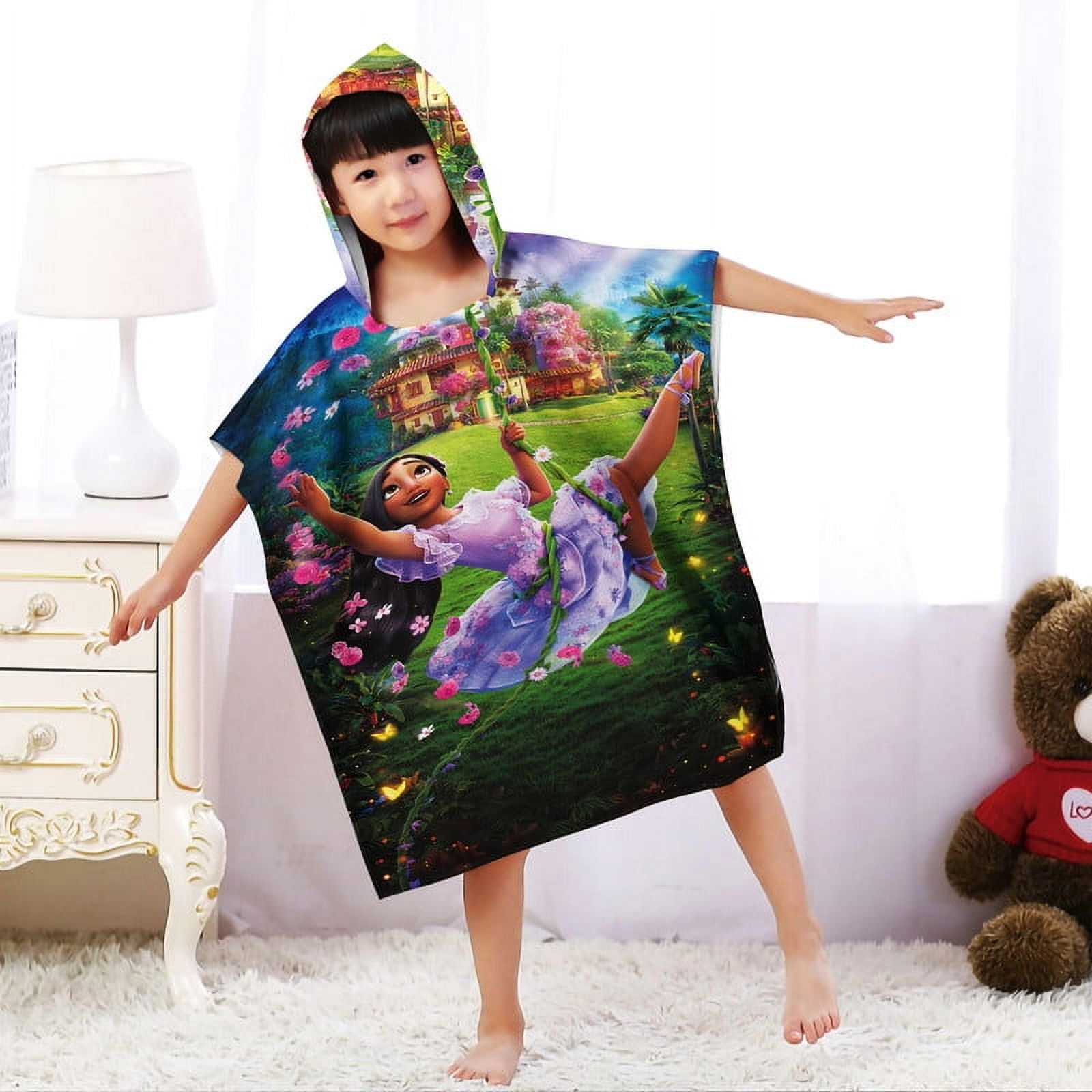 Encanto Isabella Hooded Poncho Towels, Soft & Absorbent Microfiber Beach Towel, Swimming Pool ...