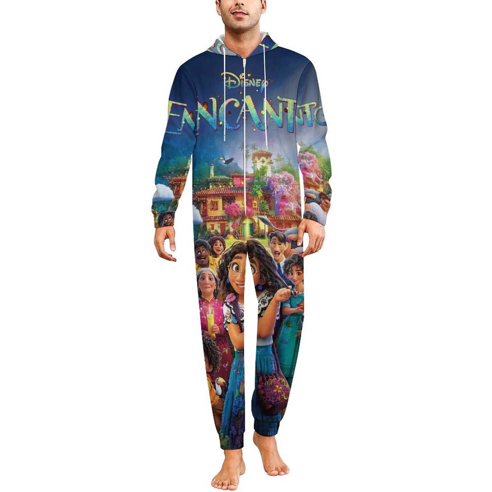 Encanto Men's Hooded Jumpsuit - Zip Up One Piece Pajamas Soft Cozy Winter Warm Plush Loungewear ...