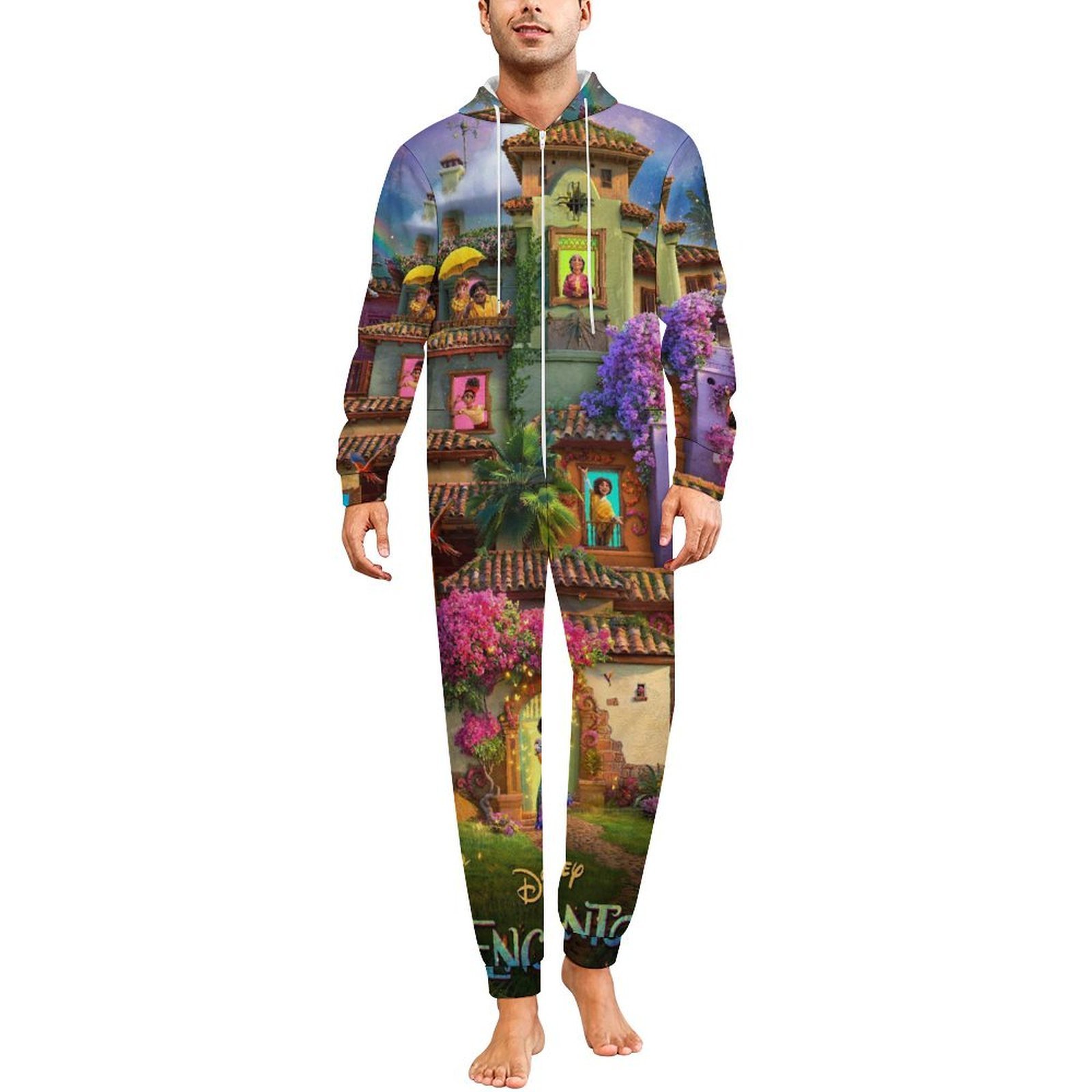 Encanto Men's Hooded Jumpsuit - Zip Up One Piece Pajamas Soft Cozy ...