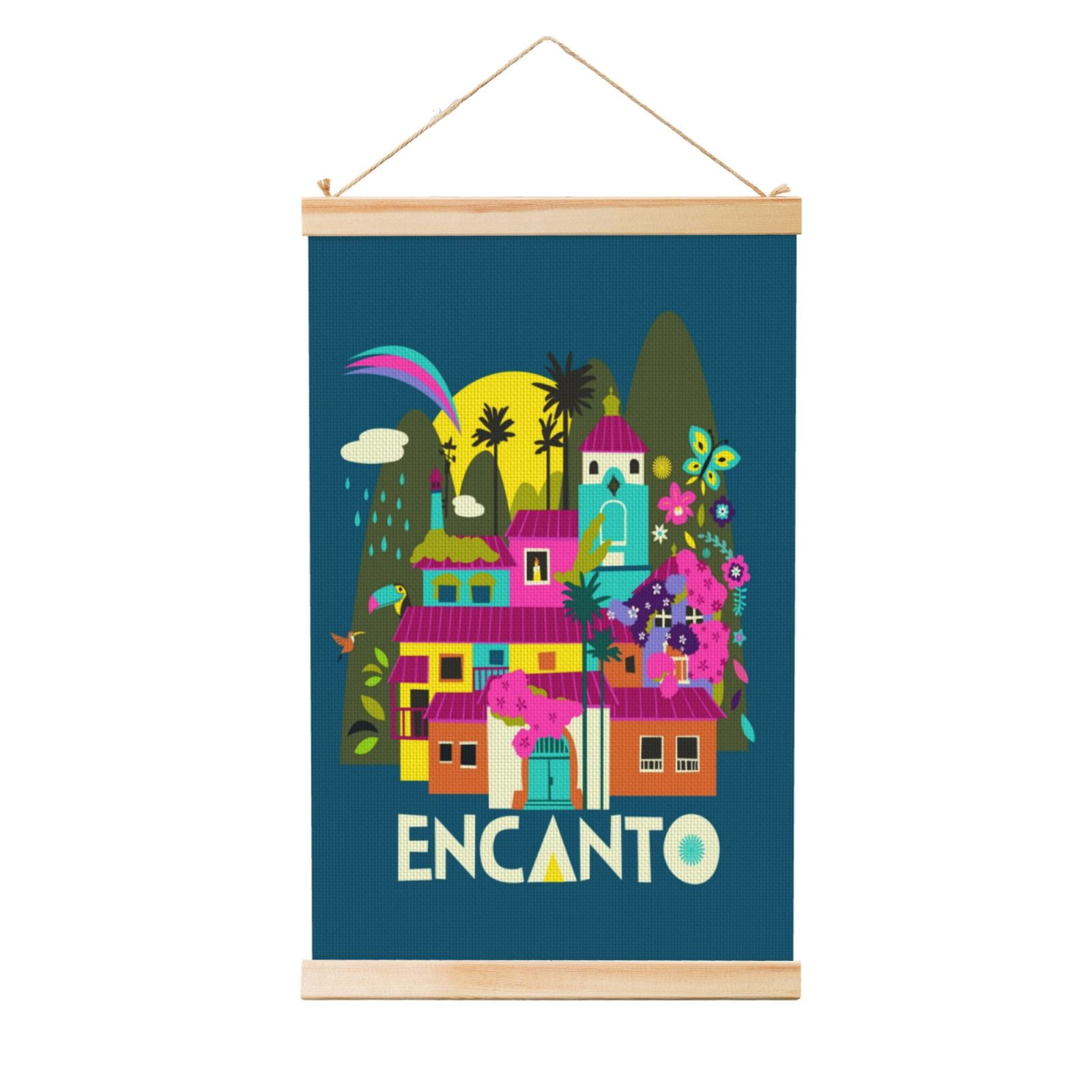 Encanto Poster Canvas Wooden Shaft Hanging Poster Home Decor, Aesthetic ...