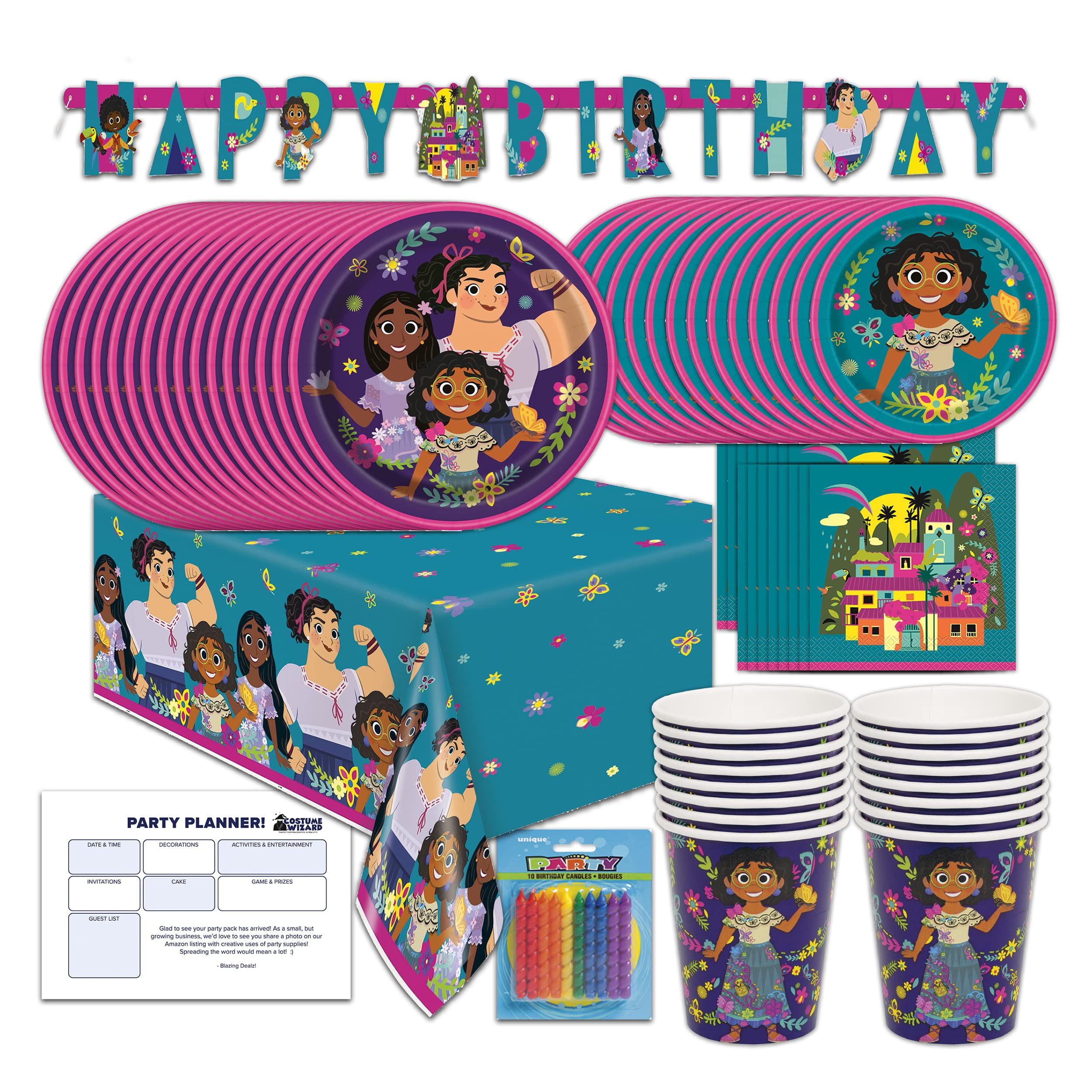 Encanto Themed Happy Birthday Party Supplies for Kids, Serves 16 ...