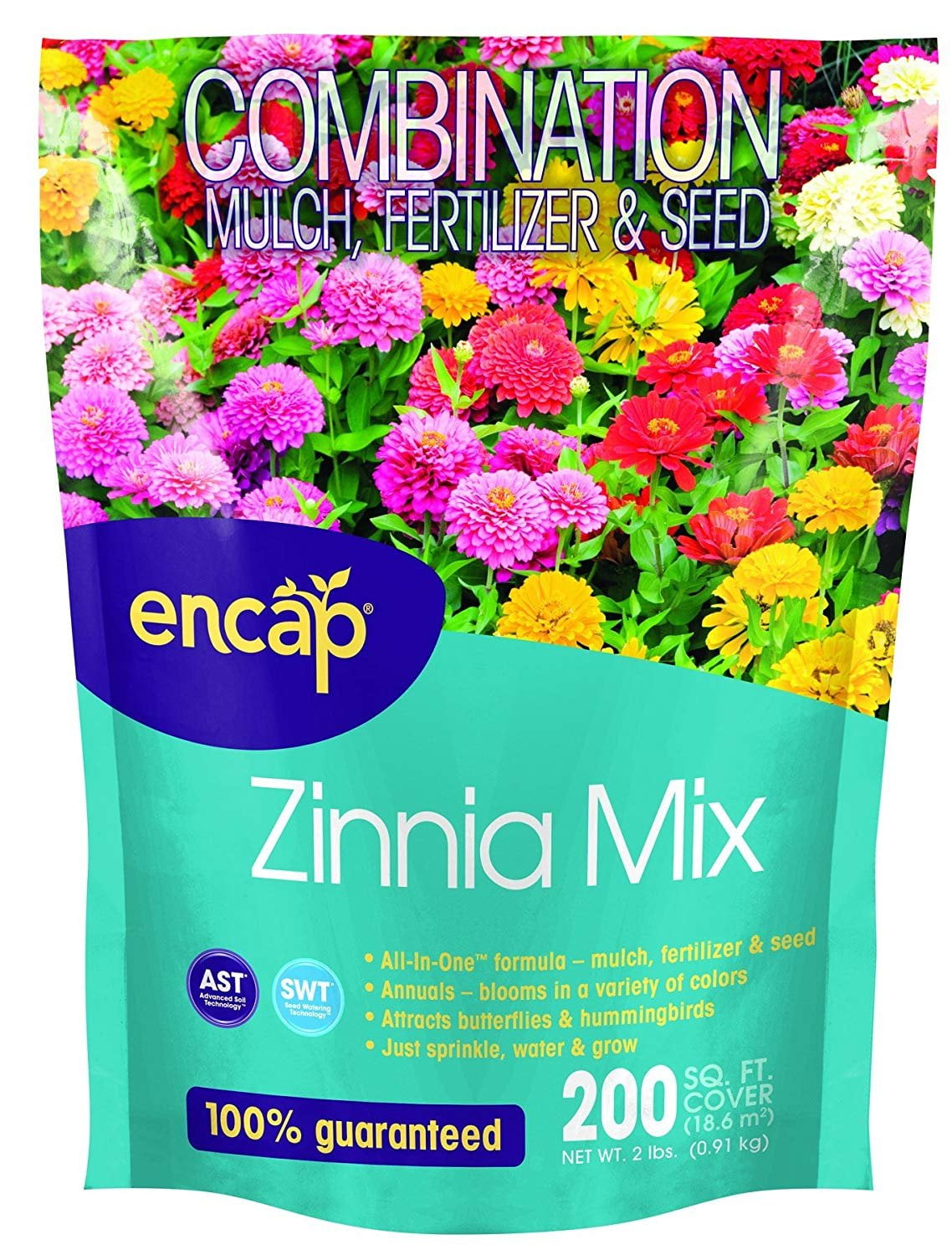 Encap Zinnia Cut Flower Mix, 2 Pounds - Soil Conditioner, Water ...