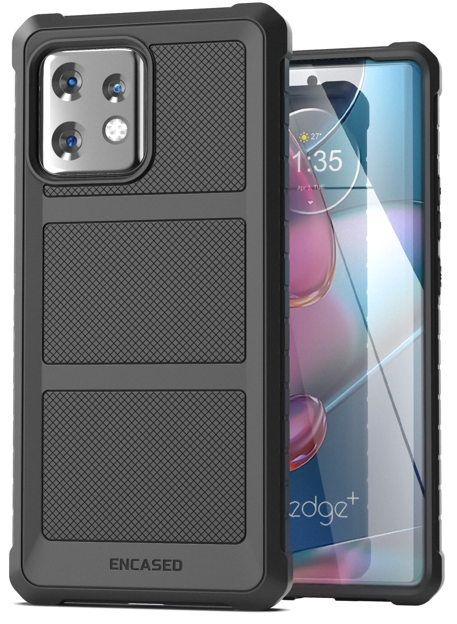 Encased Falcon Case, Rugged Shockproof TPU Phone Cover for Motorola Edge Plus 2023, Black ...