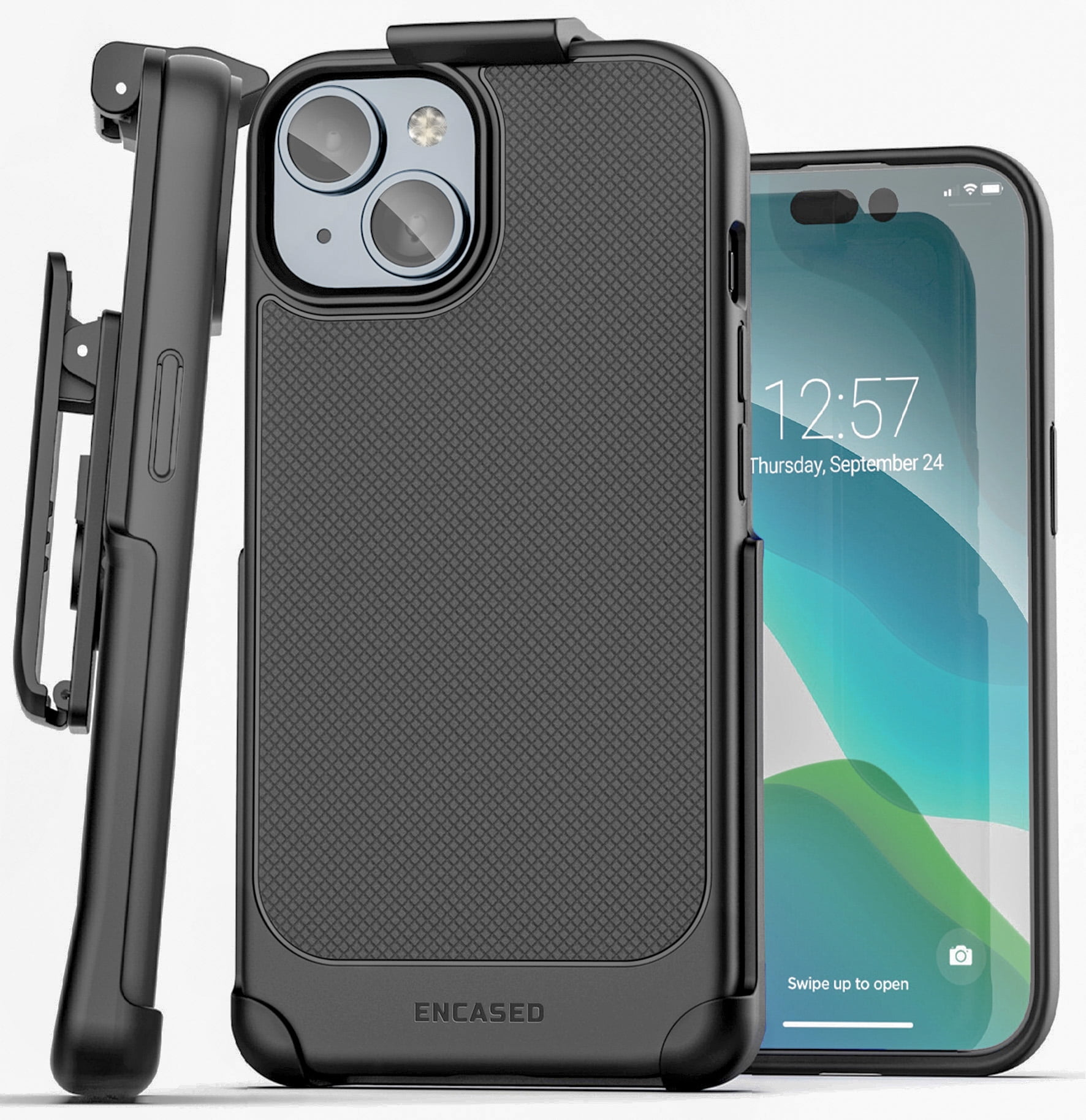 Encased Thin Armor Designed for iPhone 15 Plus Belt Clip Case, Slim ...