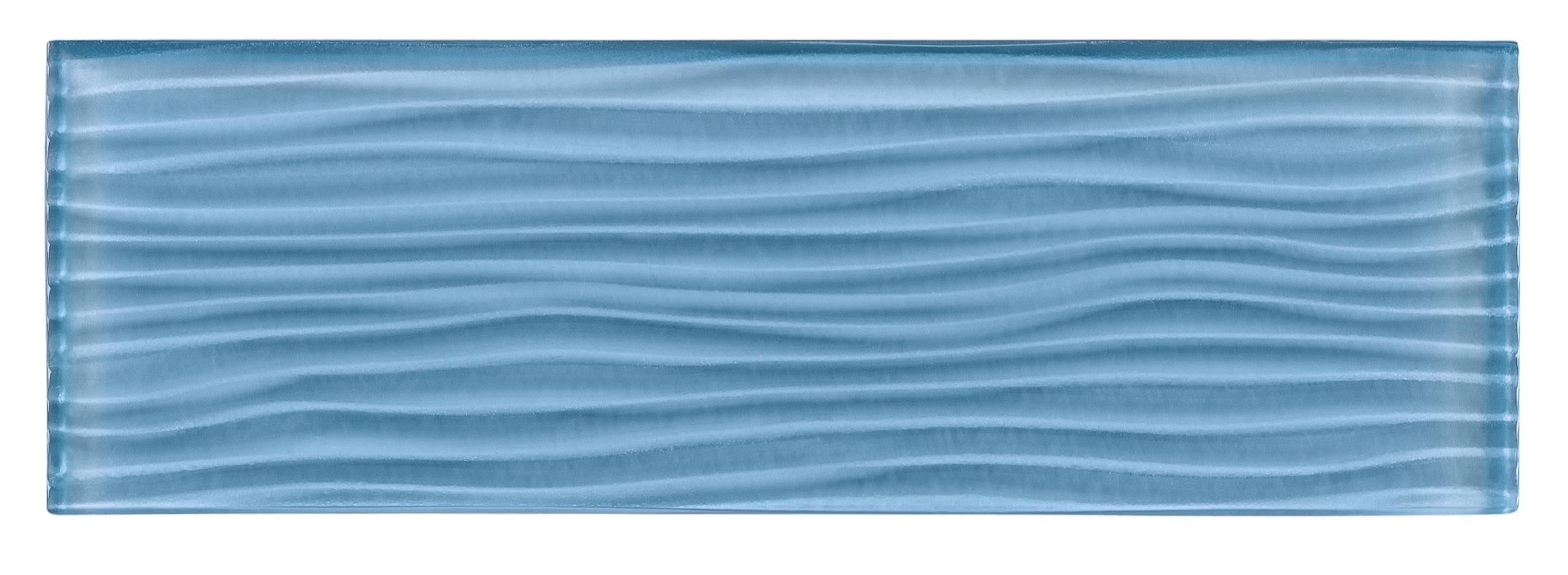 Enchant-Parade Spell Blue 4-in. x 12-in. Textured Subway Polished Glass ...