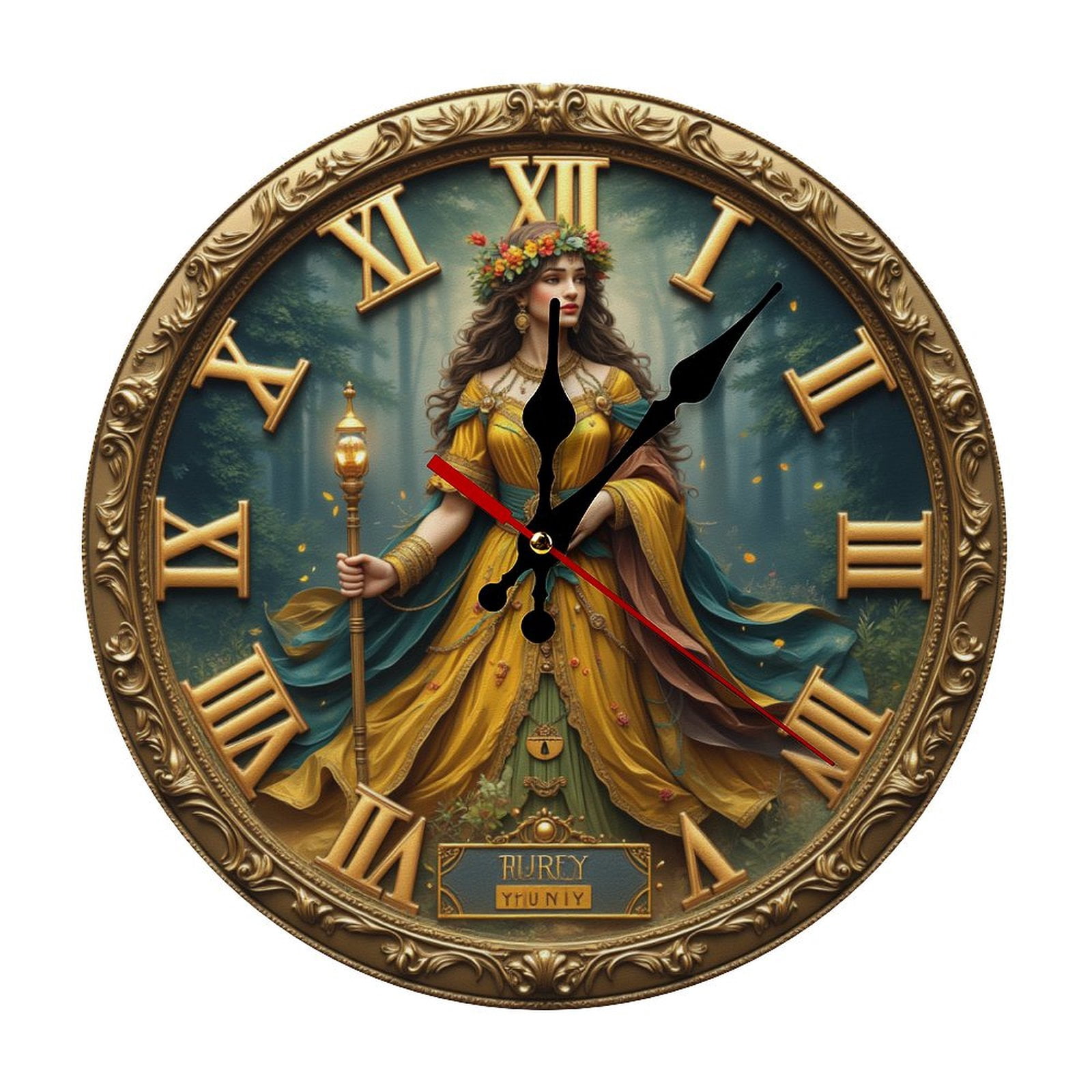 Enchant your space with a regal figure in a golden gown, holding a ...
